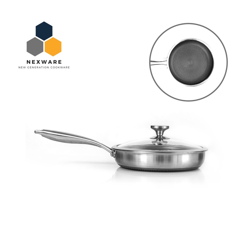Nexware 24CM Honeycomb Non-stick Micro Pan with Lid (Induction Ready ...