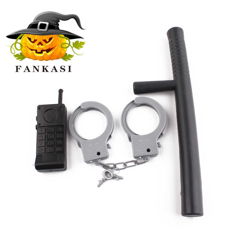 Halloween Decoration Children's Day Plastic Police Baton Handcuffs ...