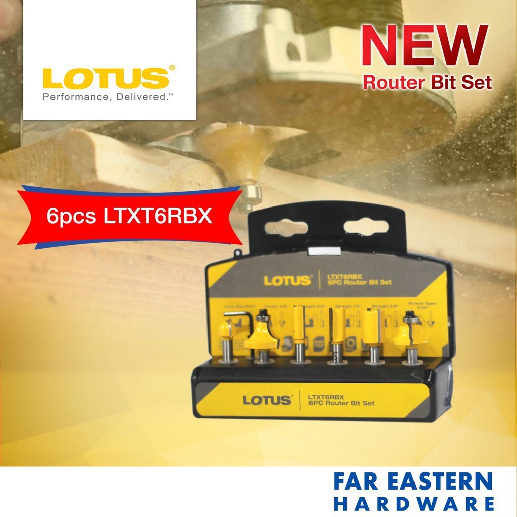 LOTUS Router Bit Set 6pcs 1/4" Shank LTXT6RBX LTAC | Shopee Philippines
