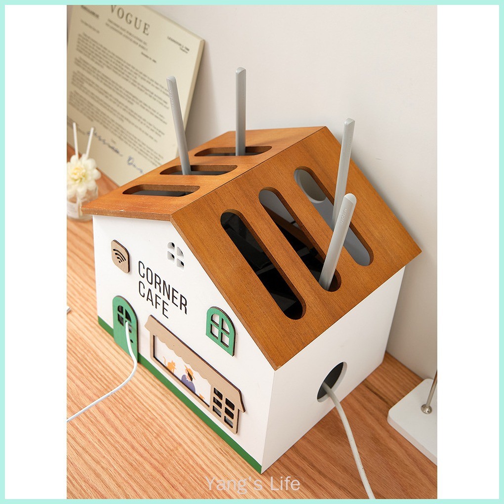 Desktop wifi Router Storage Box Wooden Socket Set Top Box Shelf Home ...