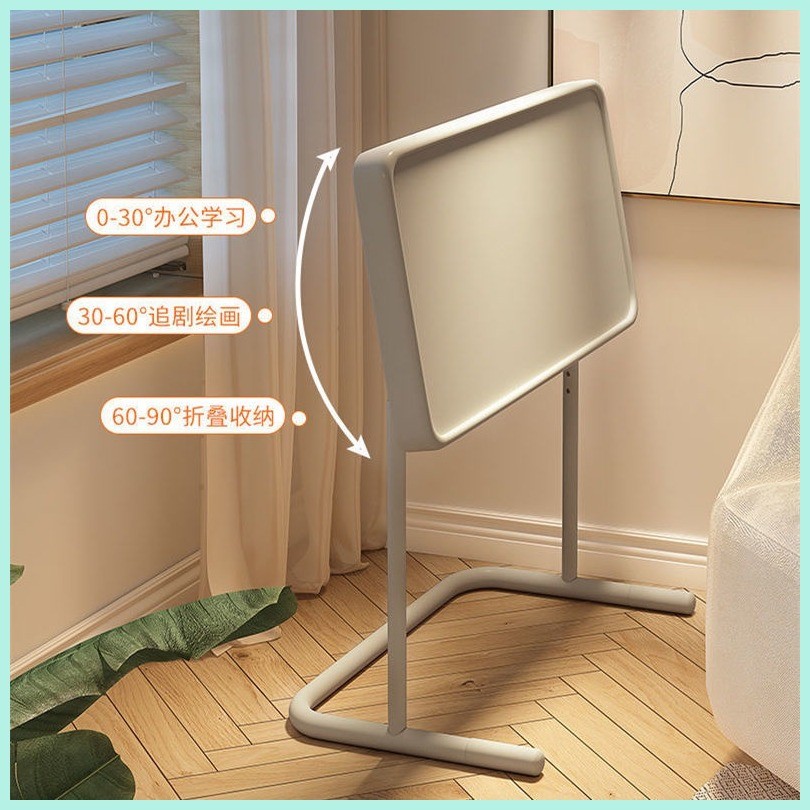 Folding Side Table Liftable Study Table Mobile Bedroom Desk With Wheels ...