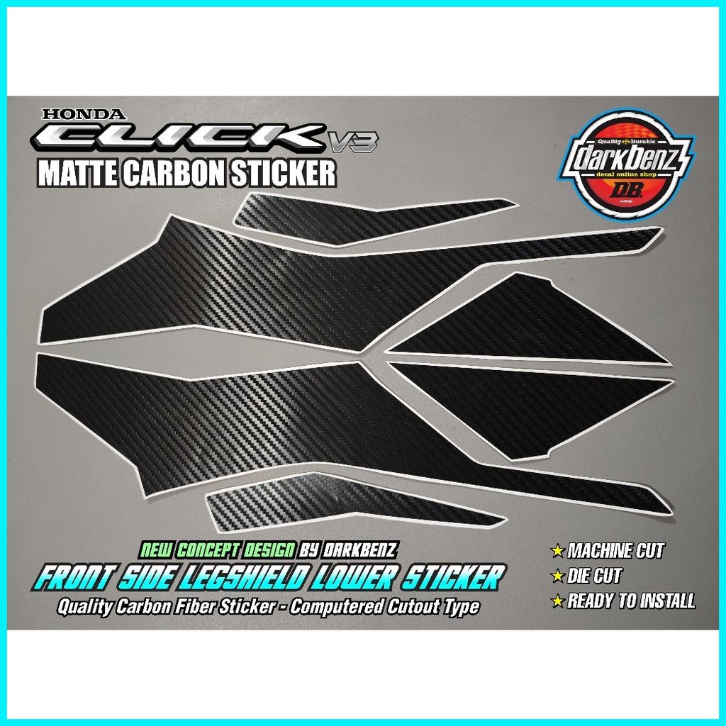 Honda Click Version 3 Black 3D Quality Matte Carbon Fiber Sticker ...