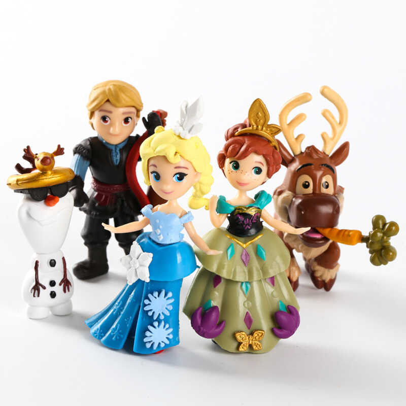 Kawaii Frozen Elsa 5pcs/set Assembly Anna Olaf Sven Kristoff Action ...