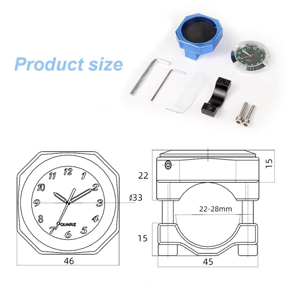 (COD) Universal Luminous 22-28mm Clock Motorcycle Handlebar Mount ...
