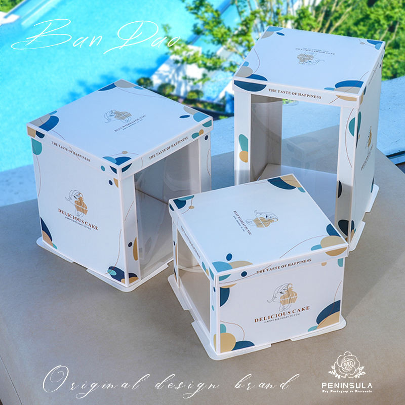 New Transparent Birthday Cake Box 20 20cm 27 27 33 33 40cm Single ...