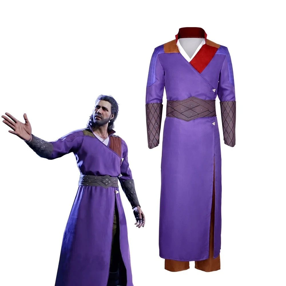 §≈ Gale Cosplay Costume Trench Purple Robe Game Baldurs 3 Role Play Men ...