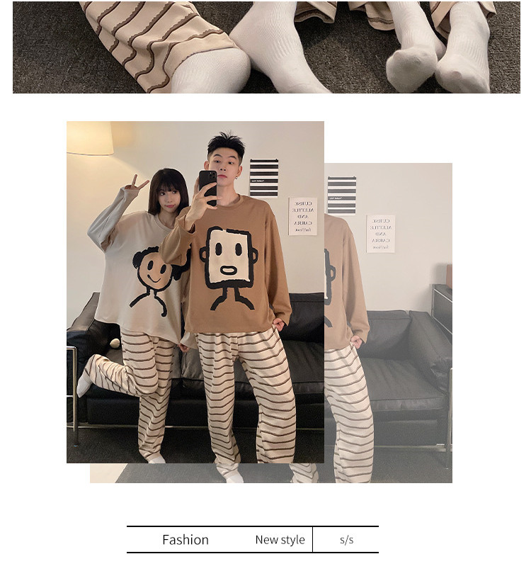 Terno Pajama for Couple Pajamas Women Men Cotton Autumn Winter Long ...