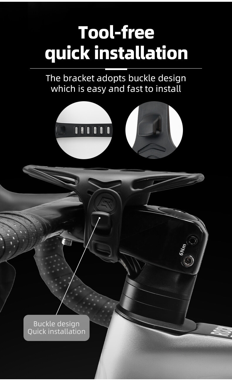 【PH Delivery】ROCKBROS Silicone Bike Phone Holder Adjustable Quick Release Elastic Handlebar ...