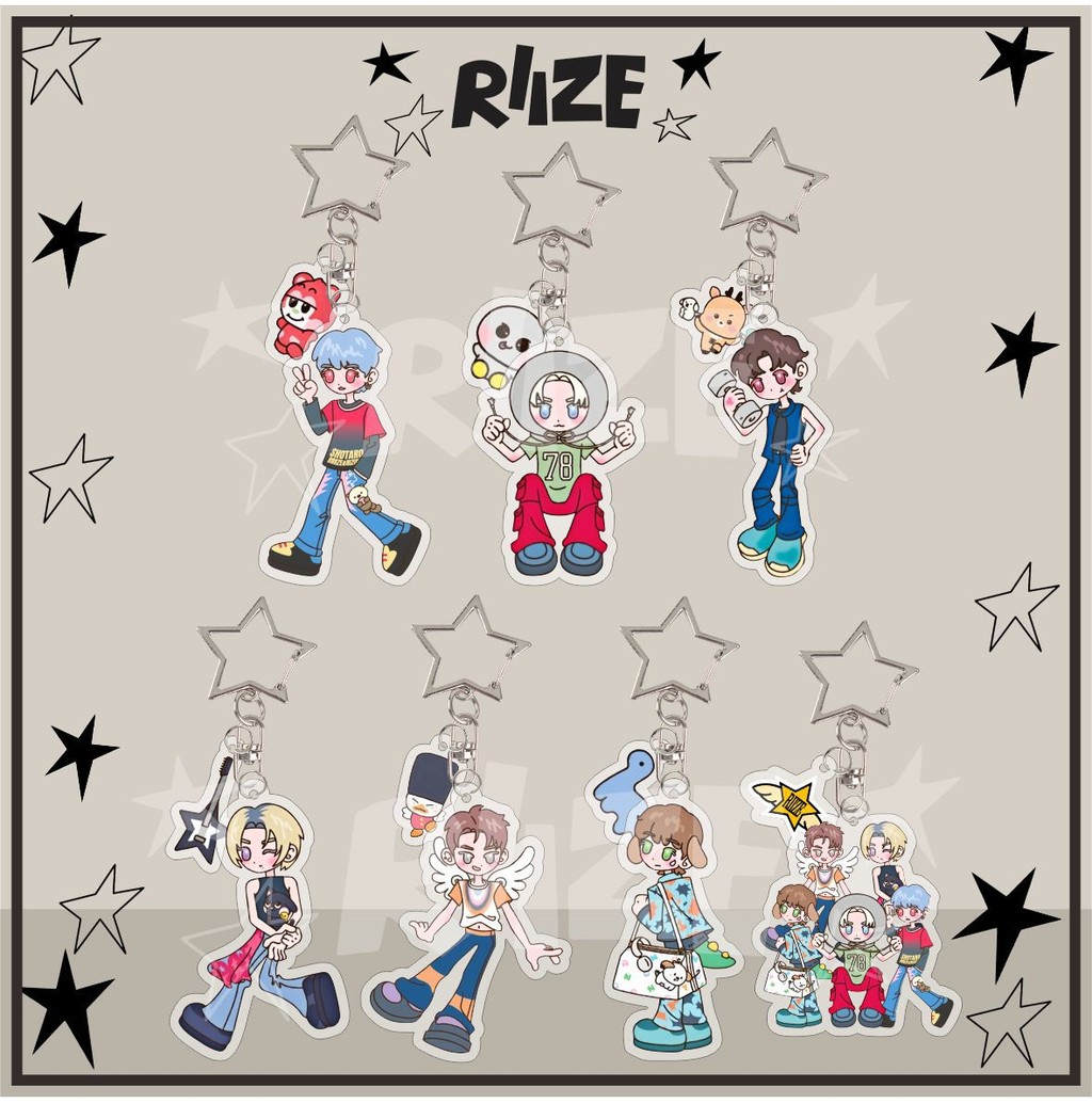 Kpop Idol RIIZE Cute Cartoon Characters Key Ring Acrylic Keychain ...