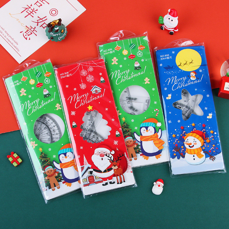 4Pcs/Set Christmas Stationery Student Geometry Triangle Rulers Set ...