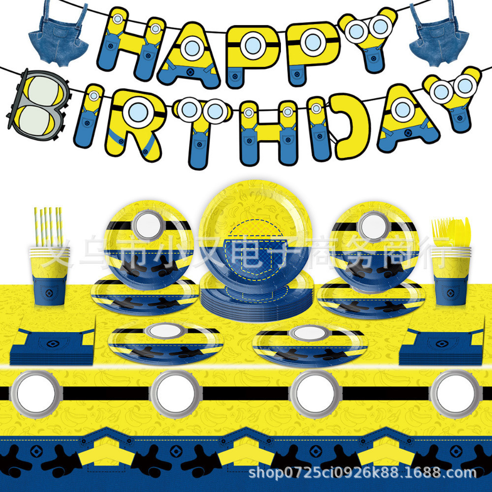 Minions Birthday party, banquet, cartoon character flag, background ...