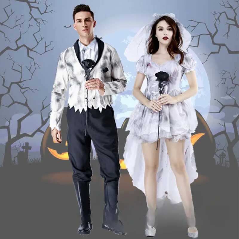 Halloween f for Adults Performance Horror Couple Ghost Bride Cosplay ...
