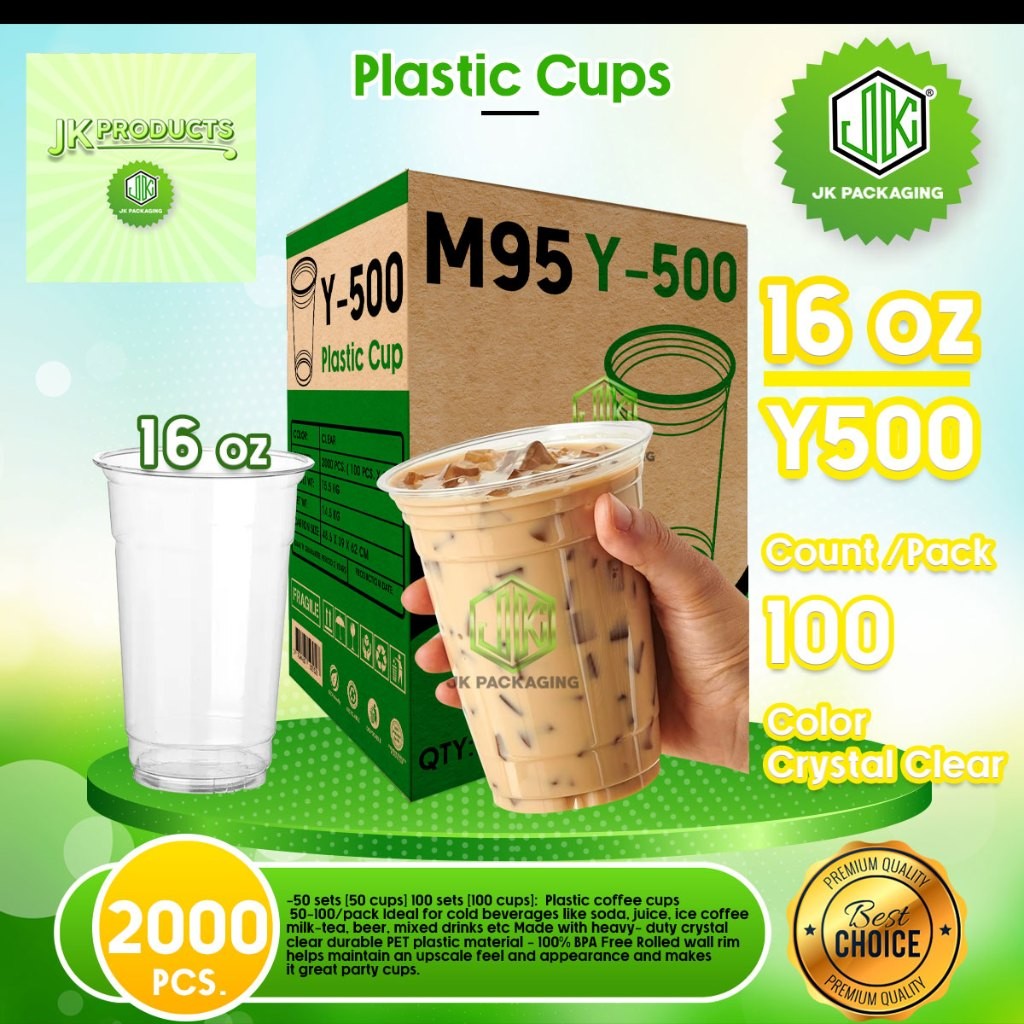 Plastic Cups Y500 / M95【 2000 PCS 】【 Y500 Count/Pack 100 M95 】( CUPS ...