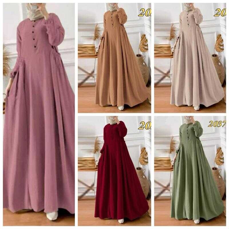 Elegant Plus Size Muslim Fit And Flare Plain Maxi Dress 26A | Shopee ...