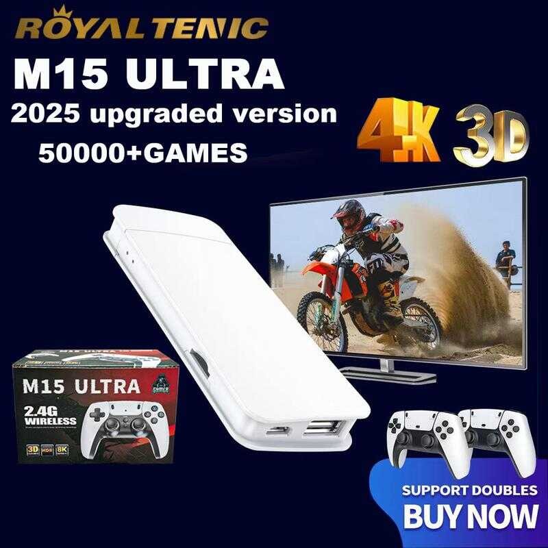 M15 ULTRA 4K Gaming Stick TV Video Game Console 64G Built-In 40000 Retro Handheld Consoles With ...