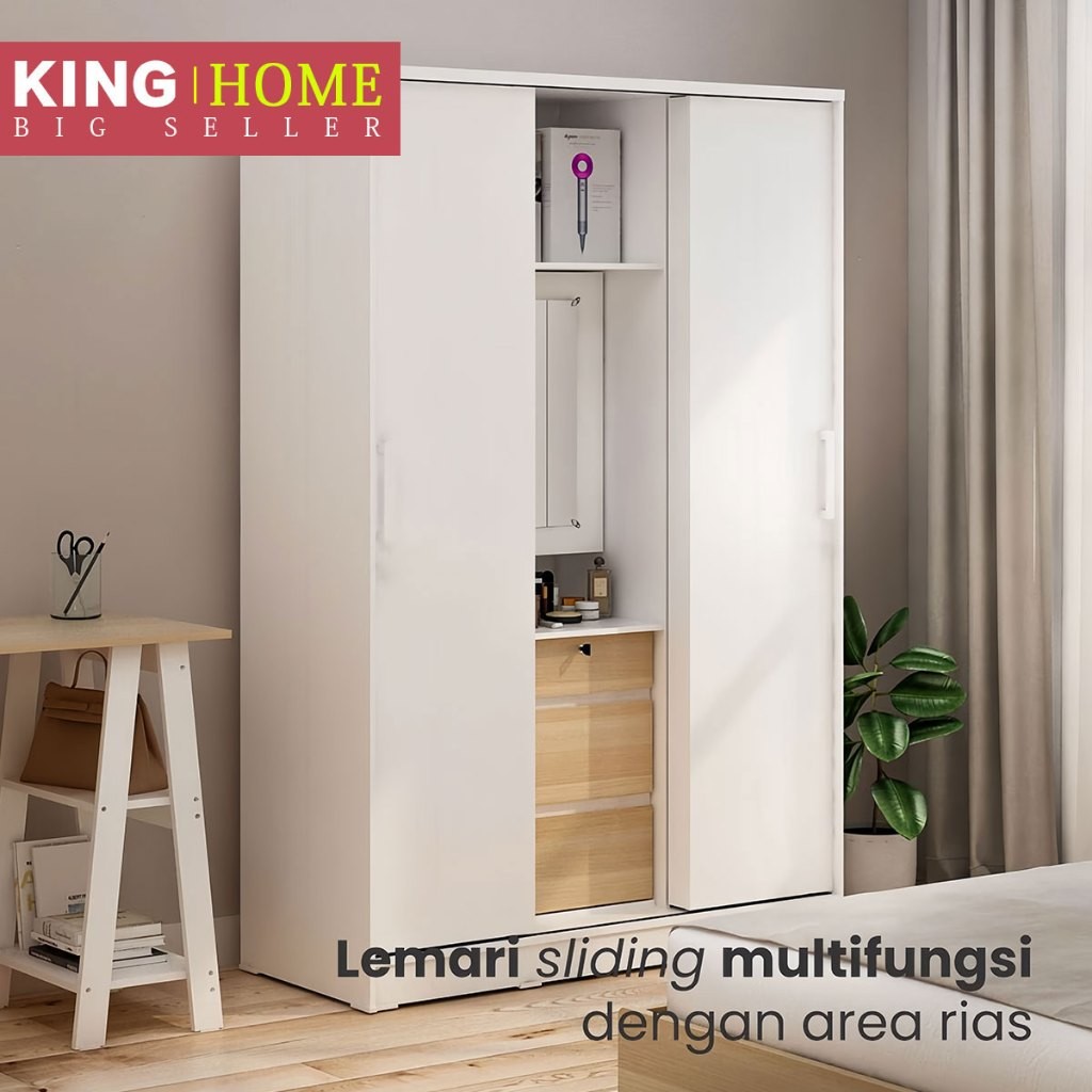 Wooden wardrobe, mirror wardrobe, dressing table wardrobe, three-layer ...