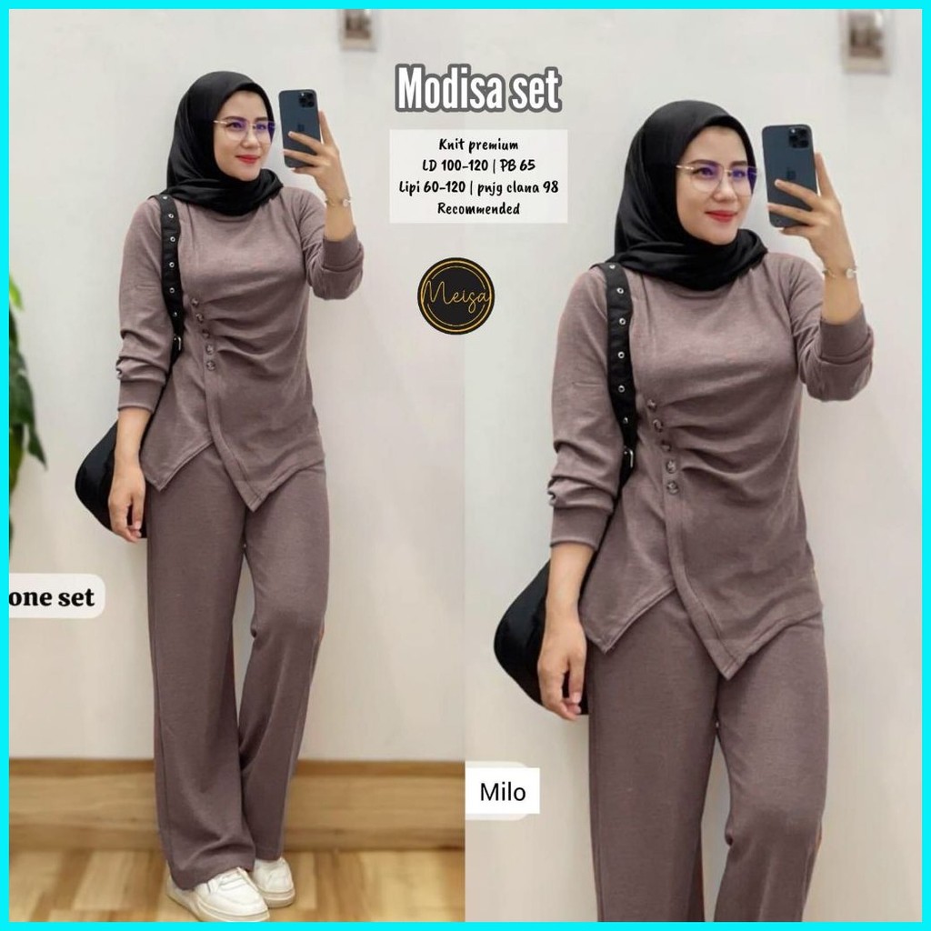Modisa SET BY MEISA / WOMEN'S SET MIX KNIT PANTS TOP | Shopee Philippines
