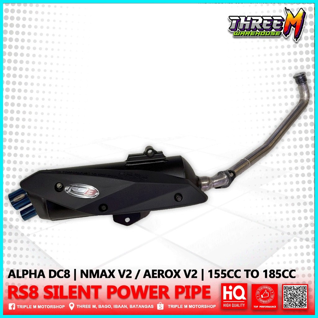 RS8 SILENT POWER PIPE ALPHA DC8 FOR NMAX V2 / AEROX V2 / CLICK 125 ...