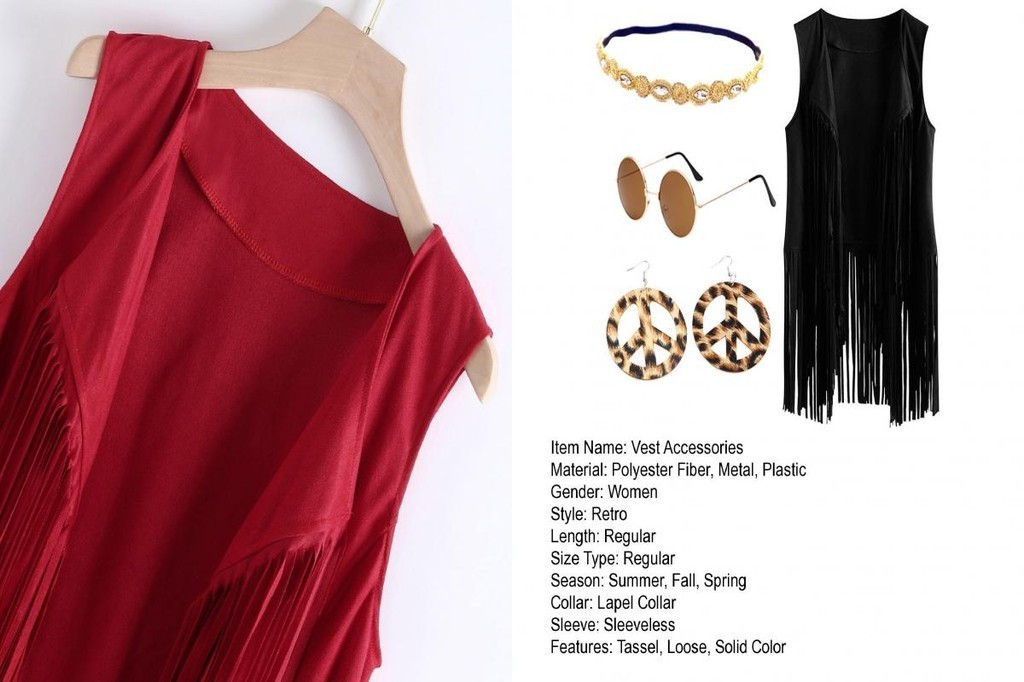 HAN_ Women Hippie Costume 70s Hippie Accessories Retro 60s 70s Dance ...