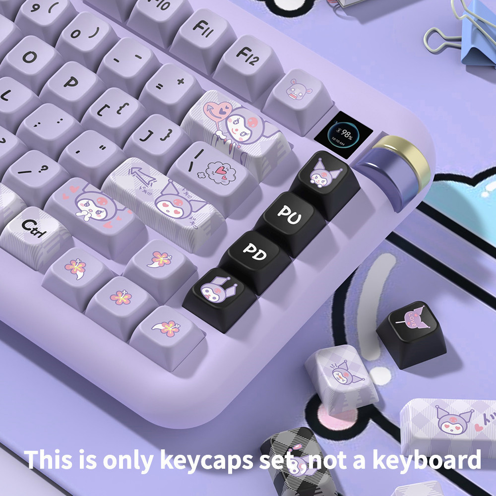 Kuromi Cute Pass Black Pink Purple Keycaps MDA Height Alice Alice 80 ...