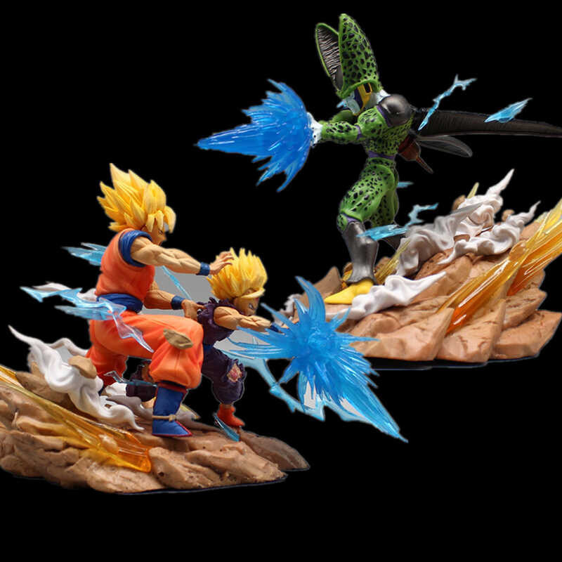14.5cm Dragon Ball Z Son Goku Gohan VS Cell Anime PVC Action Figures ...