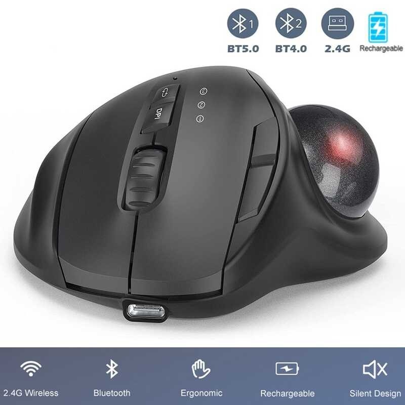 Wireless Trackball Mouse Easy Thumb Control Precision Smooth Tracking ...
