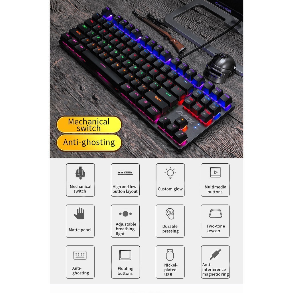 ♞Ajazz R87 Robocop Chroma RGB 87 Keys TKL Mechanical Gaming Keyboard ...