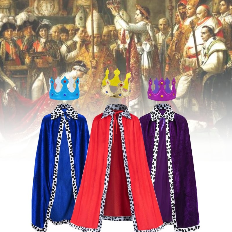 Halloween King Decoration Costume Set Cape Crown Clothes Performance ...
