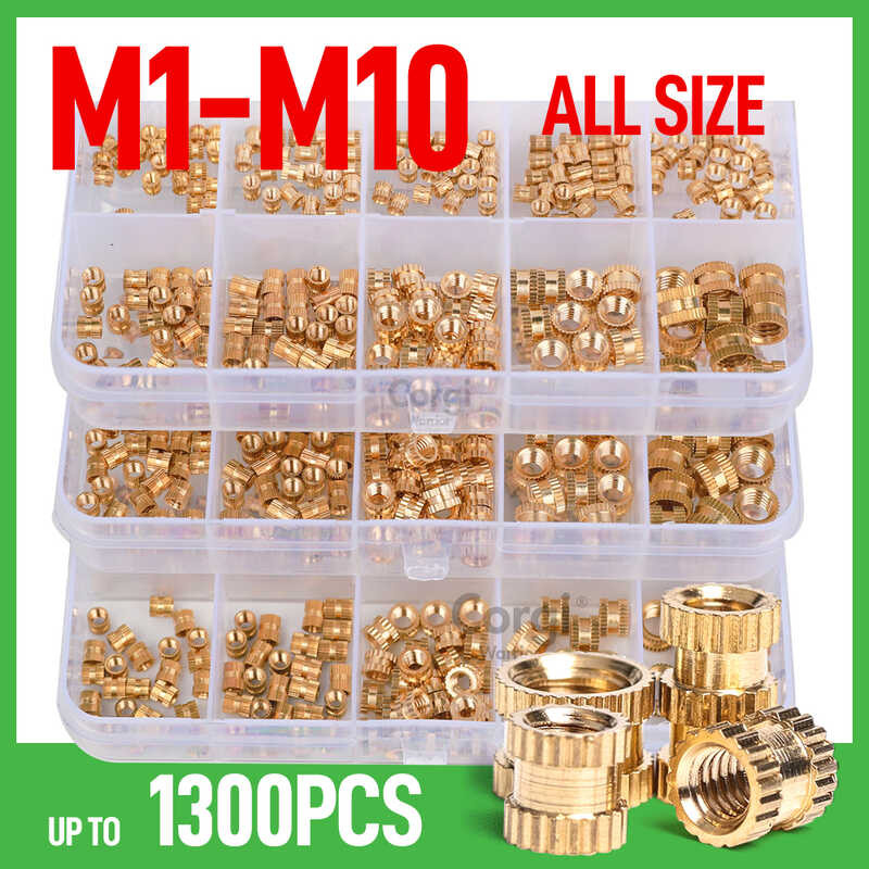 70/1300 M1 to M10 Hot Melt Brass All Size Insert Nut Set Heat Inserts ...