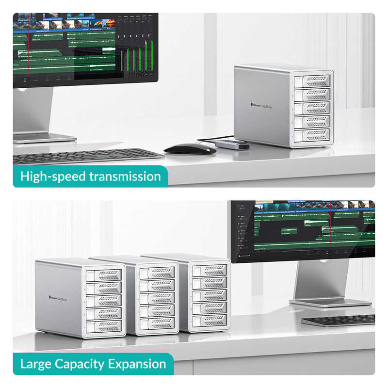 Yottamaster Ღ 2.5"/3.5"Inch 10Gbps SATA HDD SSD Enclosure 4Bay 5 Bay ...