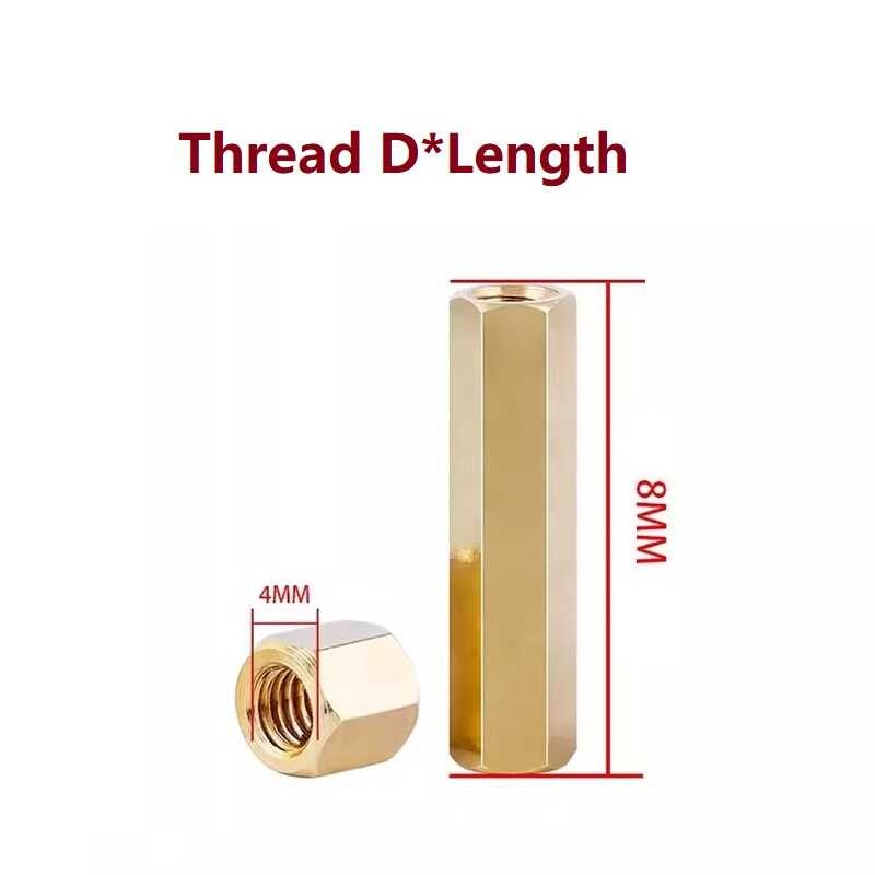 M4 ∮ M5 M6 Brass Copper Extended Hex Nuts Double Way Hexagonal Thread ...