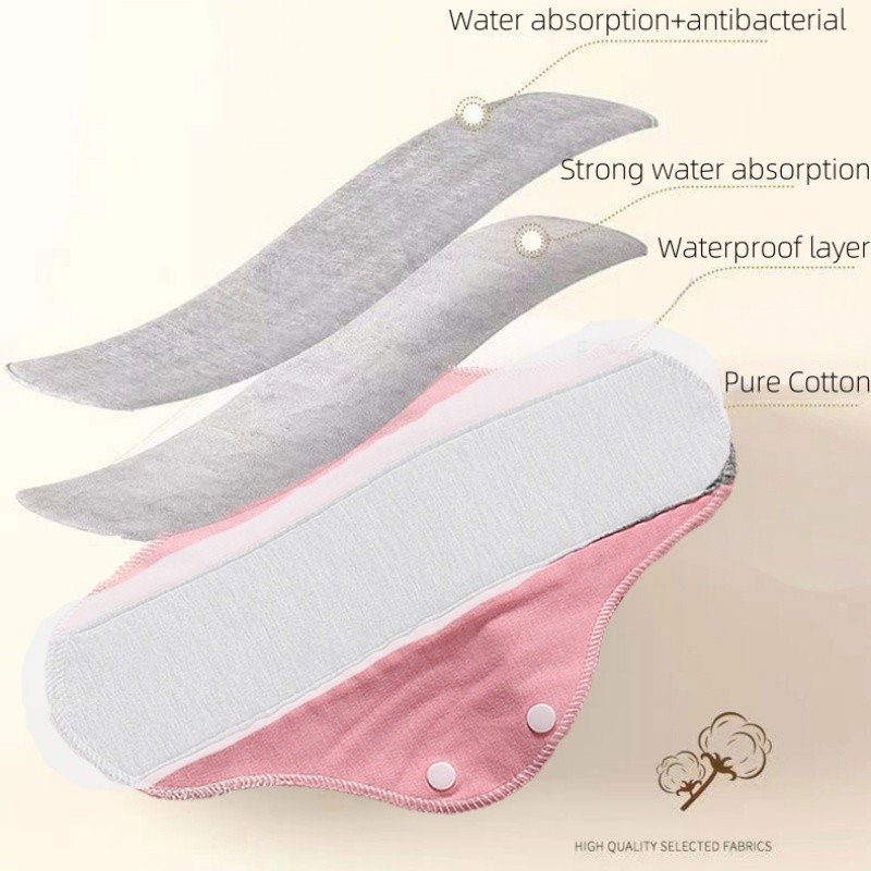 Reusable Menstrual Cloth Pads Heavy Flow Cotton Antibacterial ...