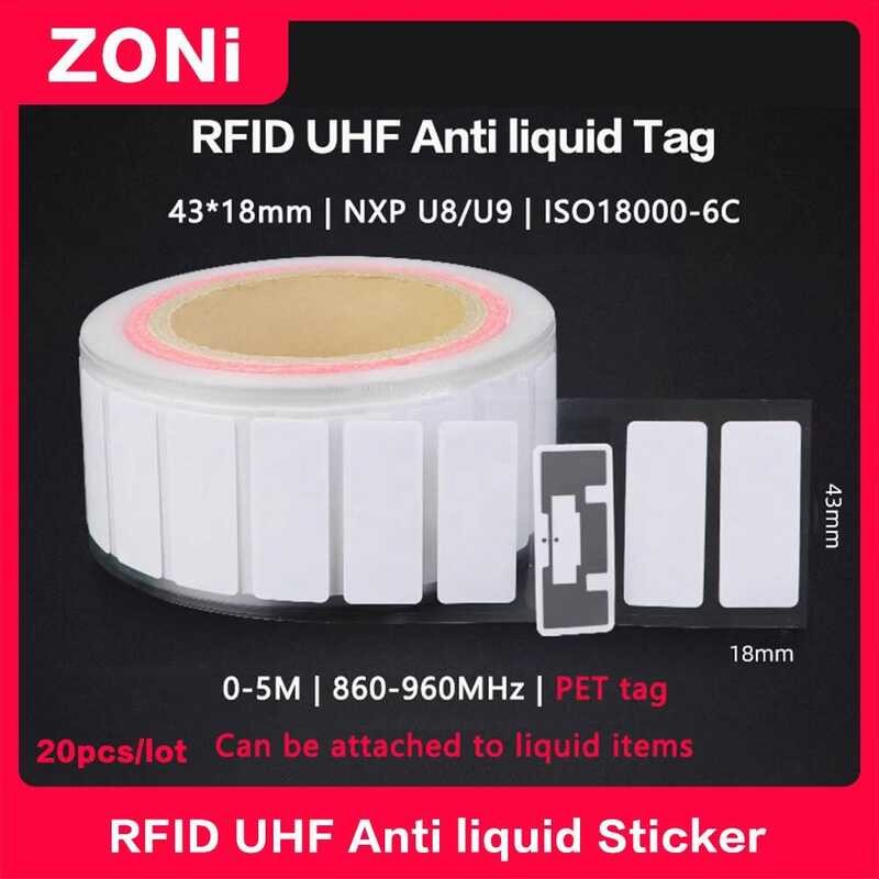 RFID UHF Tag Sticker Liquid Resistant 18000-6C EPC Class 1 Gen 2 860 ...