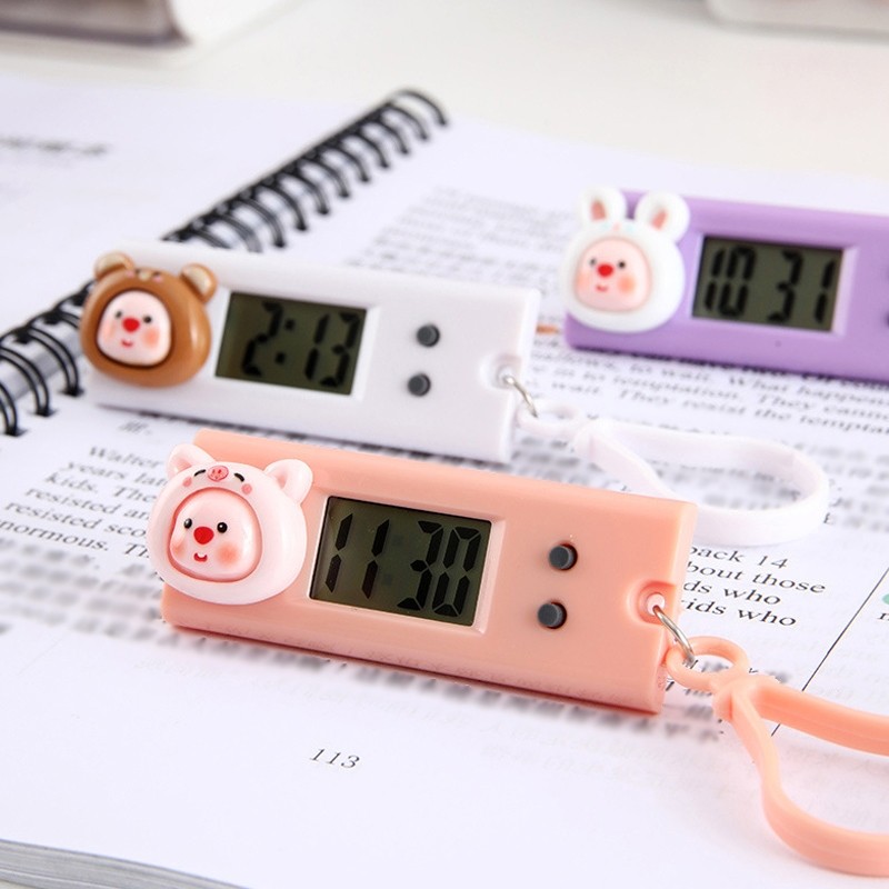 Cartoon Digital Clock Student Mini Electronic Clock Keychain Electronic ...