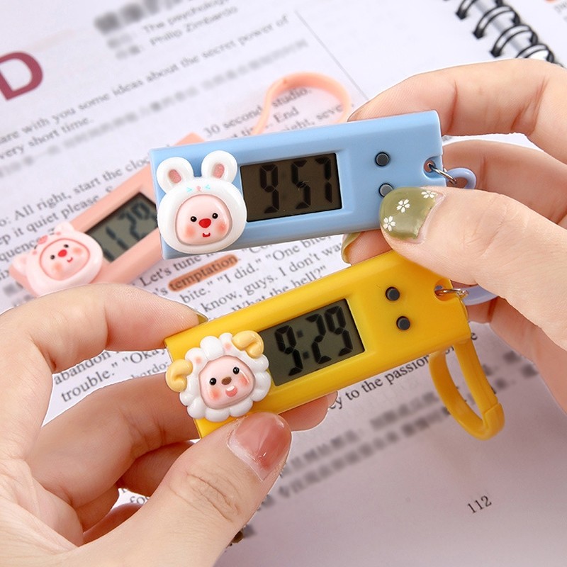 Cartoon Digital Clock Student Mini Electronic Clock Keychain Electronic ...