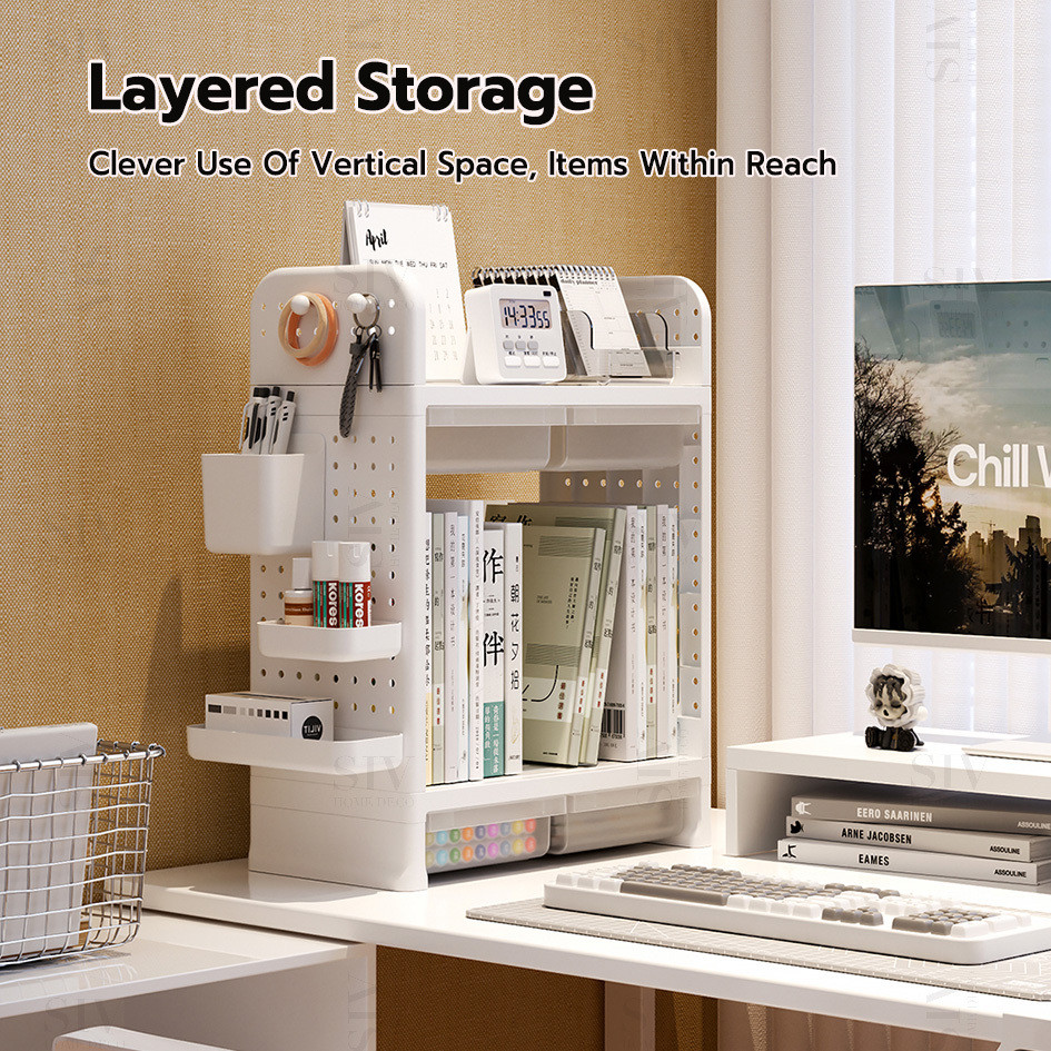 Fador Desktop Rack Desk Shelf With Drawer & Pegboard Organizer For ...