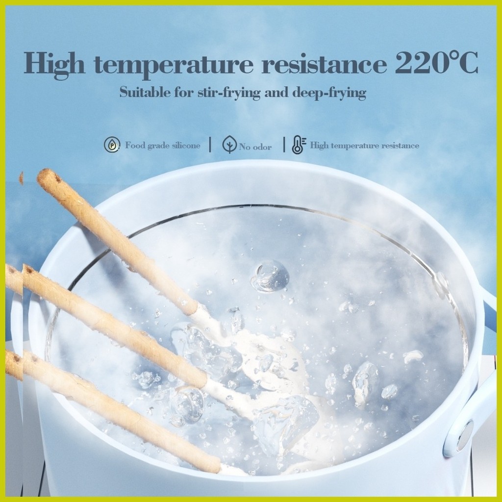 3PCS White Silicone Kitchenware Cooking Utensils Set Wooden Handle Non ...