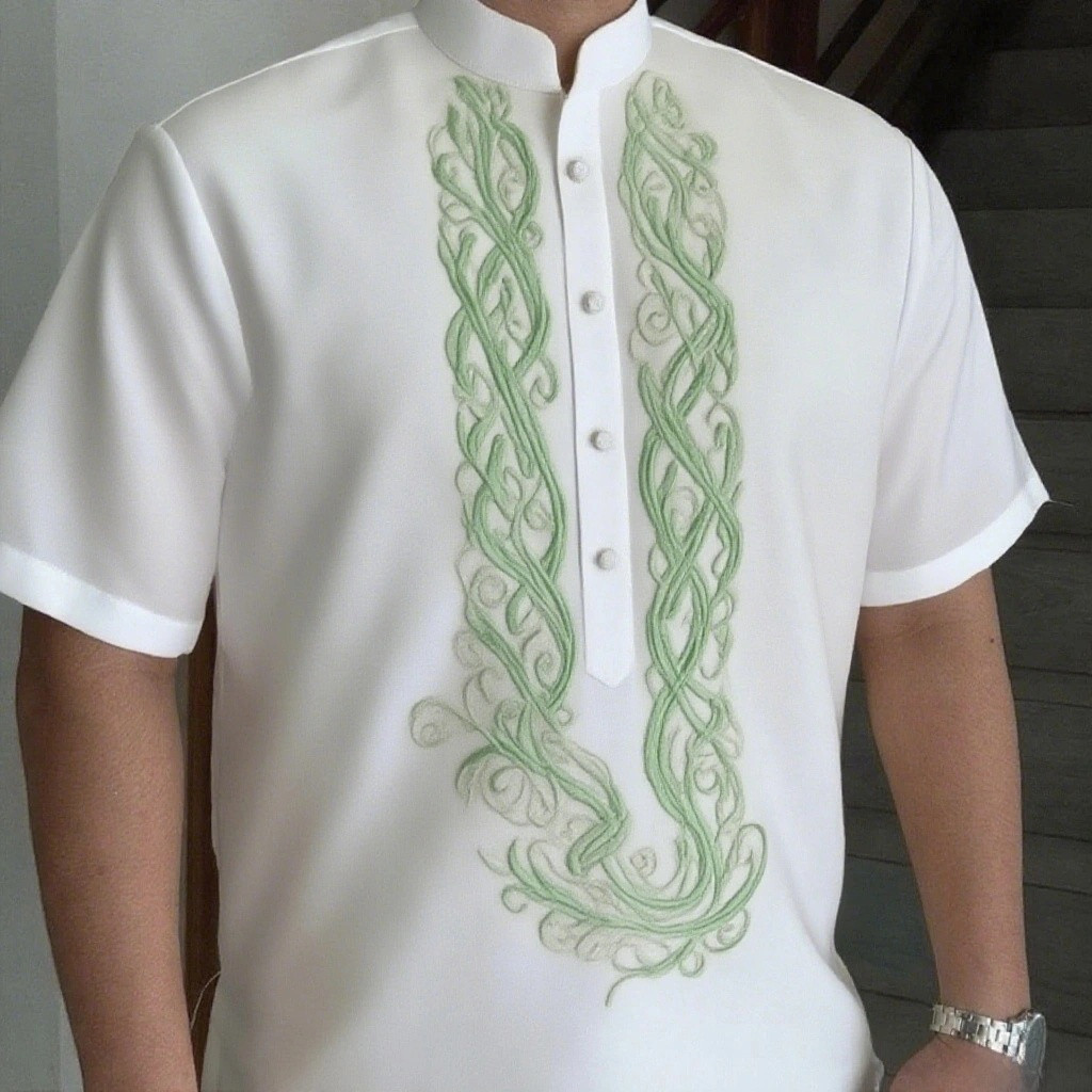 2025 new Half Open Polo Barong Short Sleeves Traditional Filipino Men's ...
