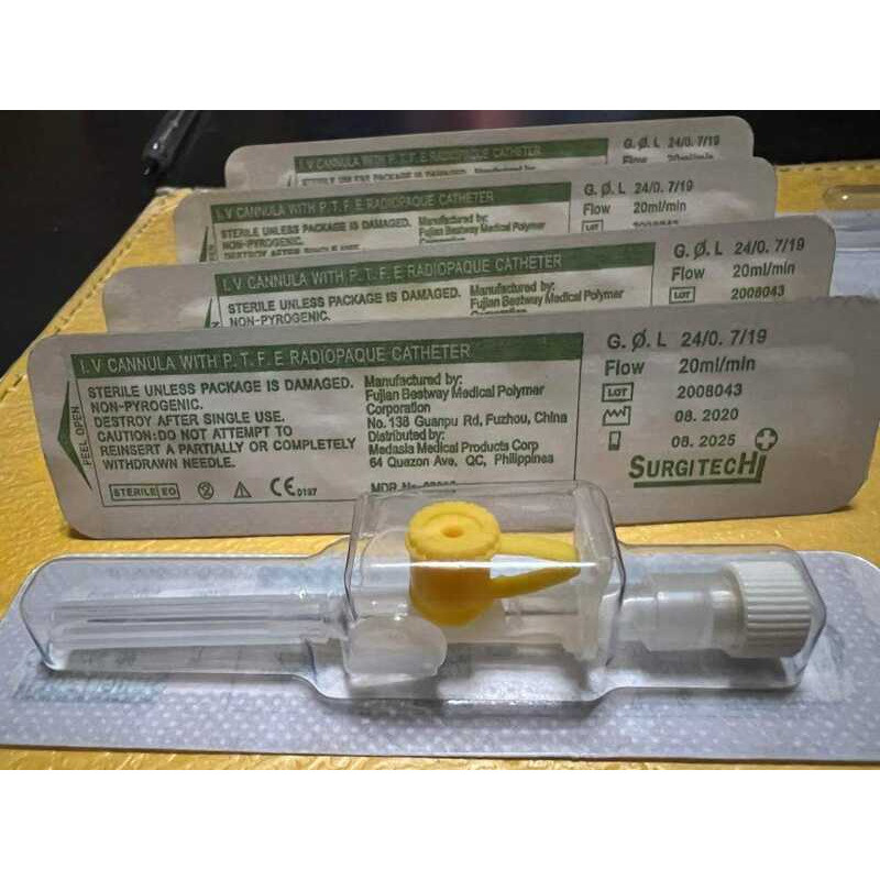IV Cannula With P.T.P.E. Radiopaque Catheter 24G/19Mm Surgitech 1 Pc ...