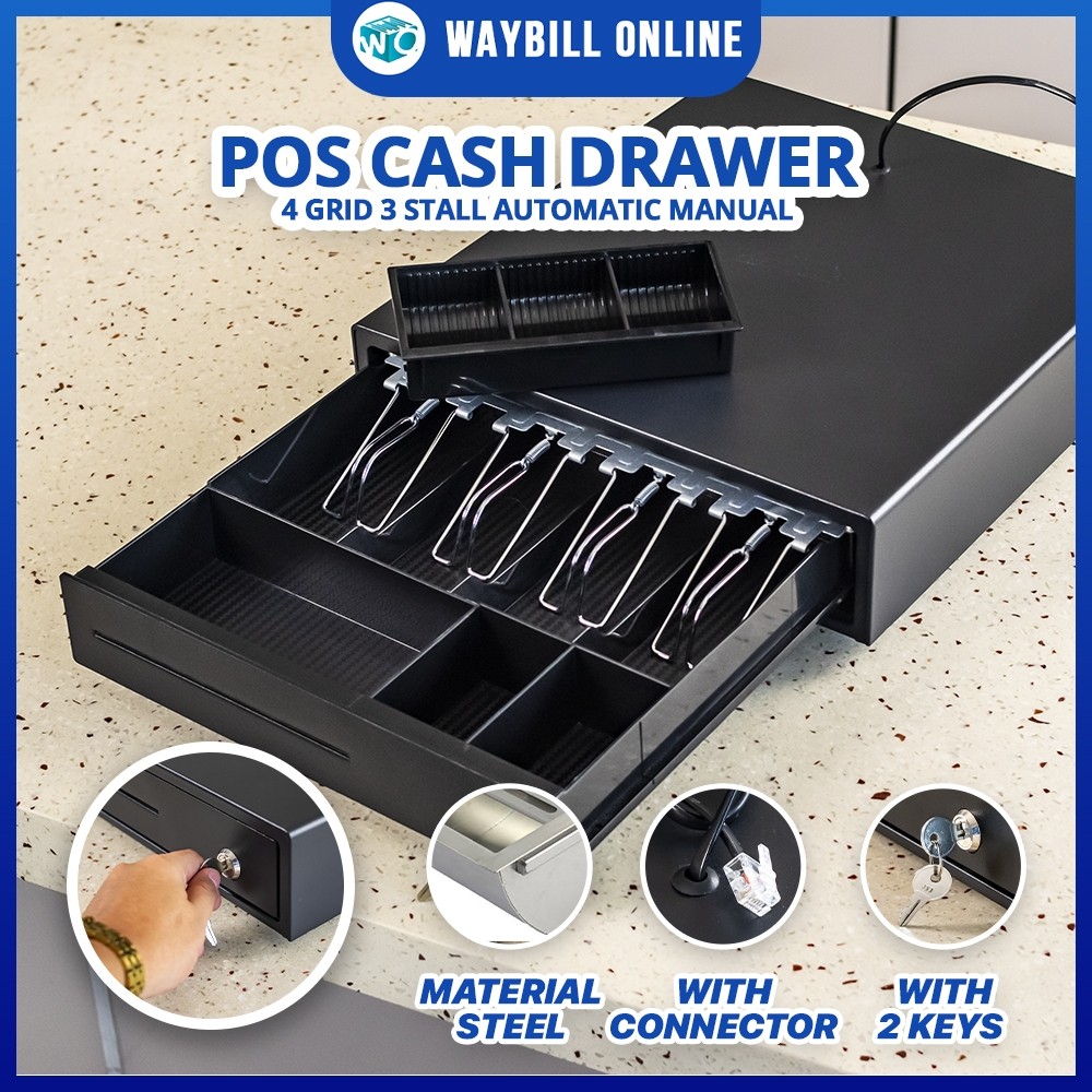 POS electronic cash drawer box storage 4 grid 3 stall cash register ...