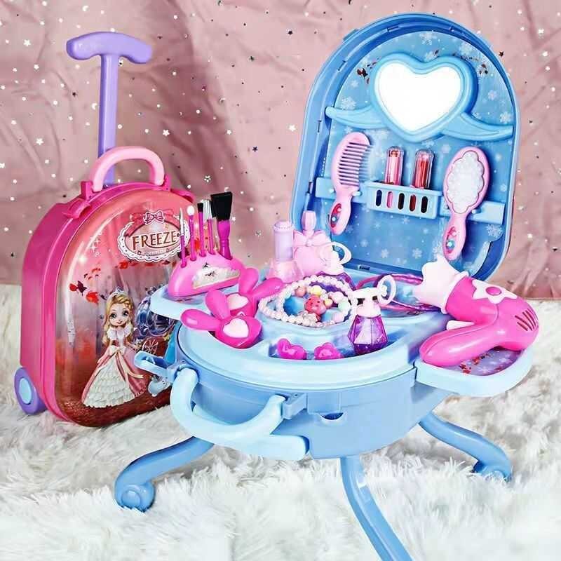3-In-1 Princess Makeup Dresser Toy Set Girl Princess Makeup Suitcase ...