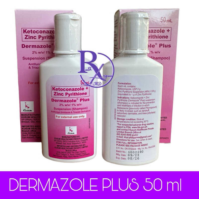Dermazole Plus Shampoo 50 ml (Ketoconazole, zinc pyrithione) | Shopee ...