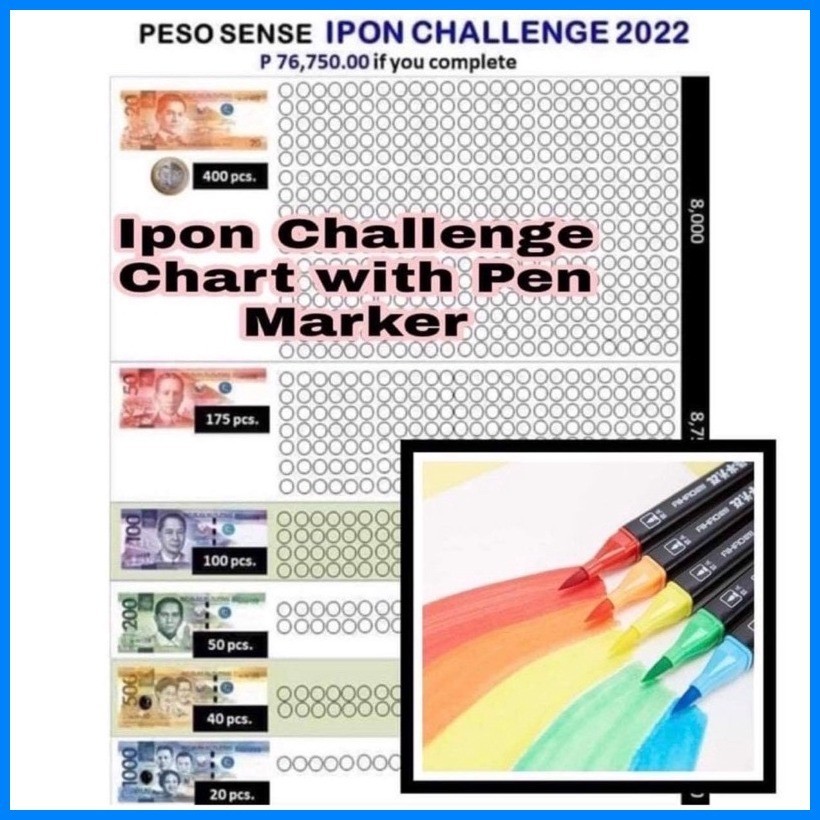 ♨ ⏖ Peso Sense Ipon Challenge Chart and Pen | Shopee Philippines