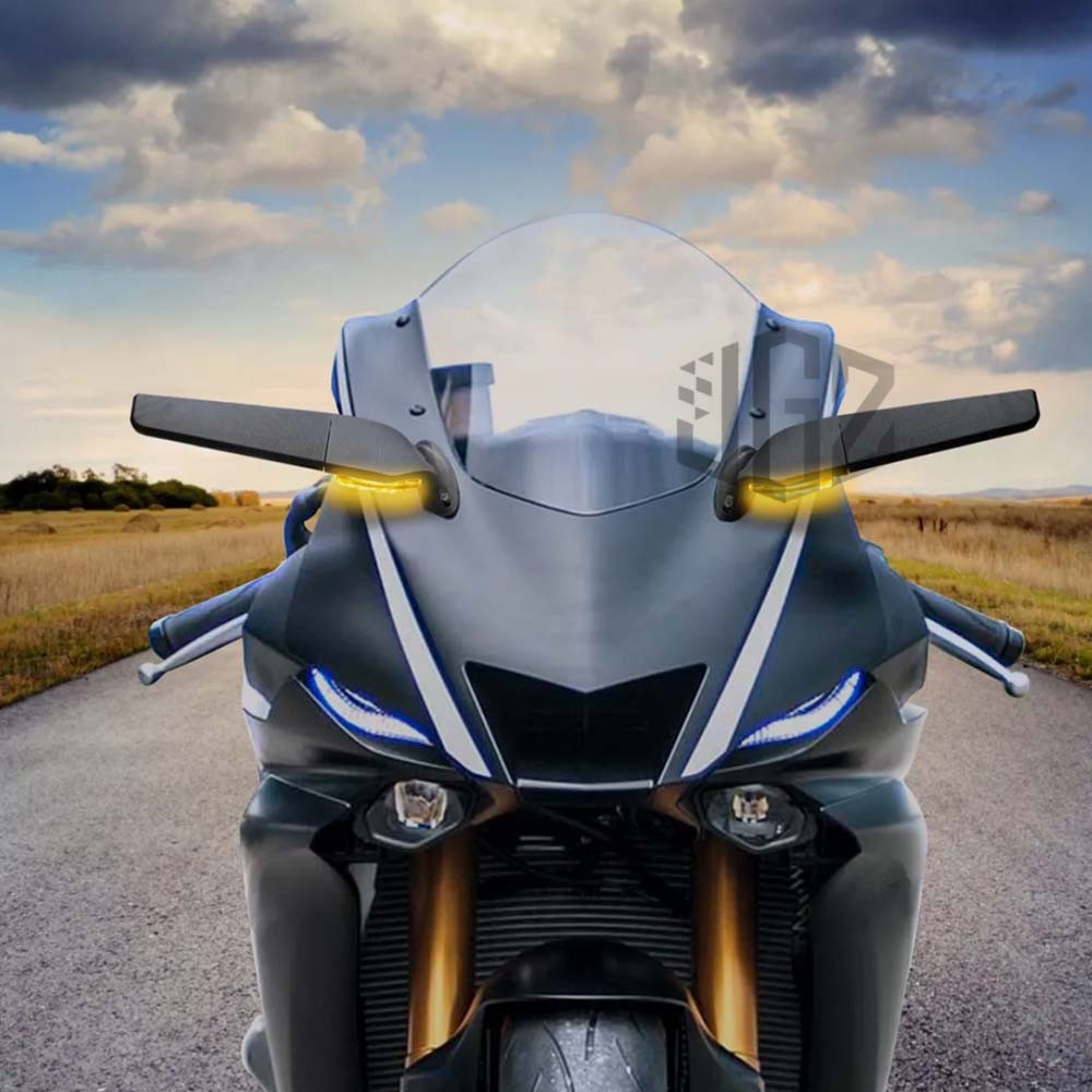 for YAMAHA R15M R25 R3 R1 Winglet Side Mirror With Light Motorcycle ...