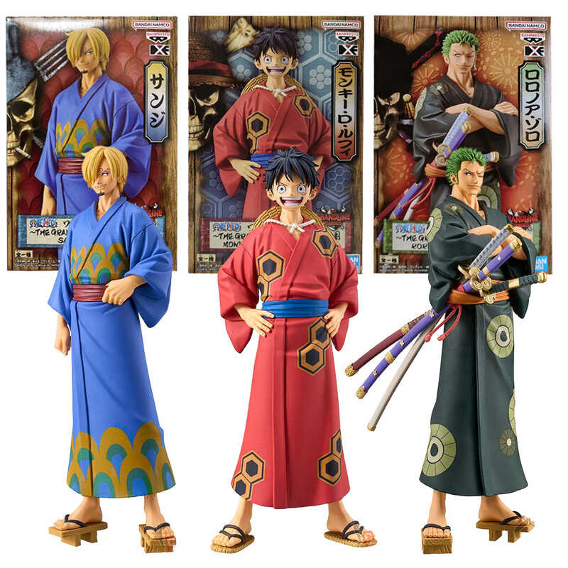 4 18Cm Anime Monkey D Luffy Grand Line Series Wano One Piece Roronoa ...