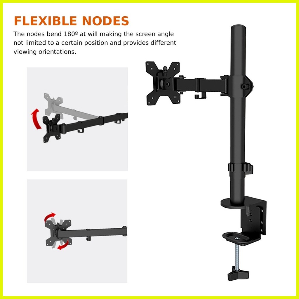 ♒ Single Monitor Aluminum Mount Clamp Type Monitor Desktop Mount for 13 ...