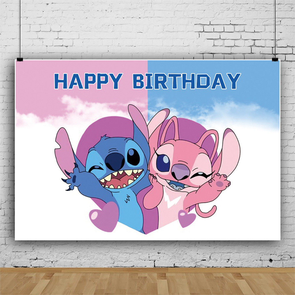 Custom Pink Blue Lilo & Theme Birthday Vinyl Party Background Backdrop ...