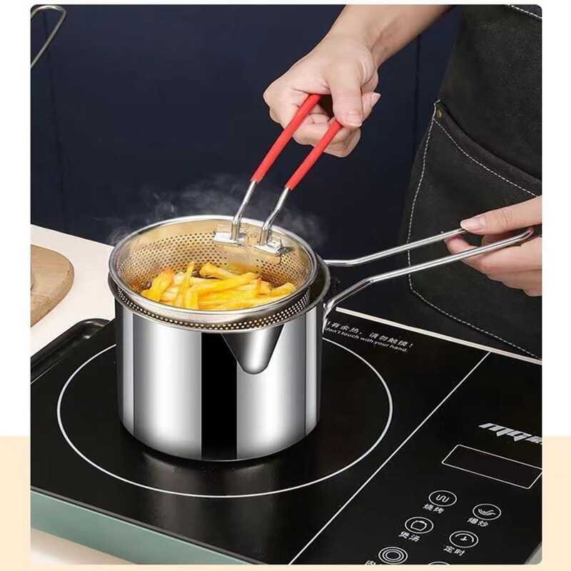 Steel 304Stainless Basket Pot Fryer Fry Deep Frying Fish Strainer ...