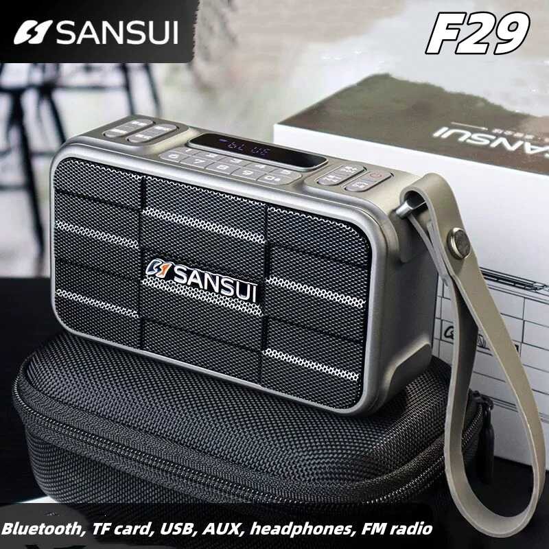 SANSUI F29 Portable Wireless Bluetooth Speakers FM Radio Outdoor HI-FI ...