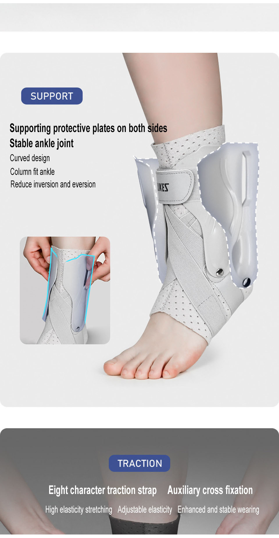 AOLIKES 1PCS Ankle Sprained Support Brace Ankle Splint Stabilizer ...